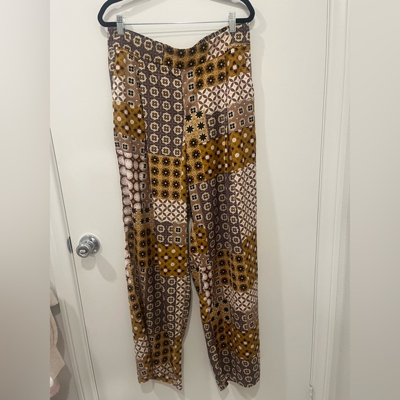 DREW | Pants & Jumpsuits | Drew Patchwork Pleated Wide Leg Satin Pants ...